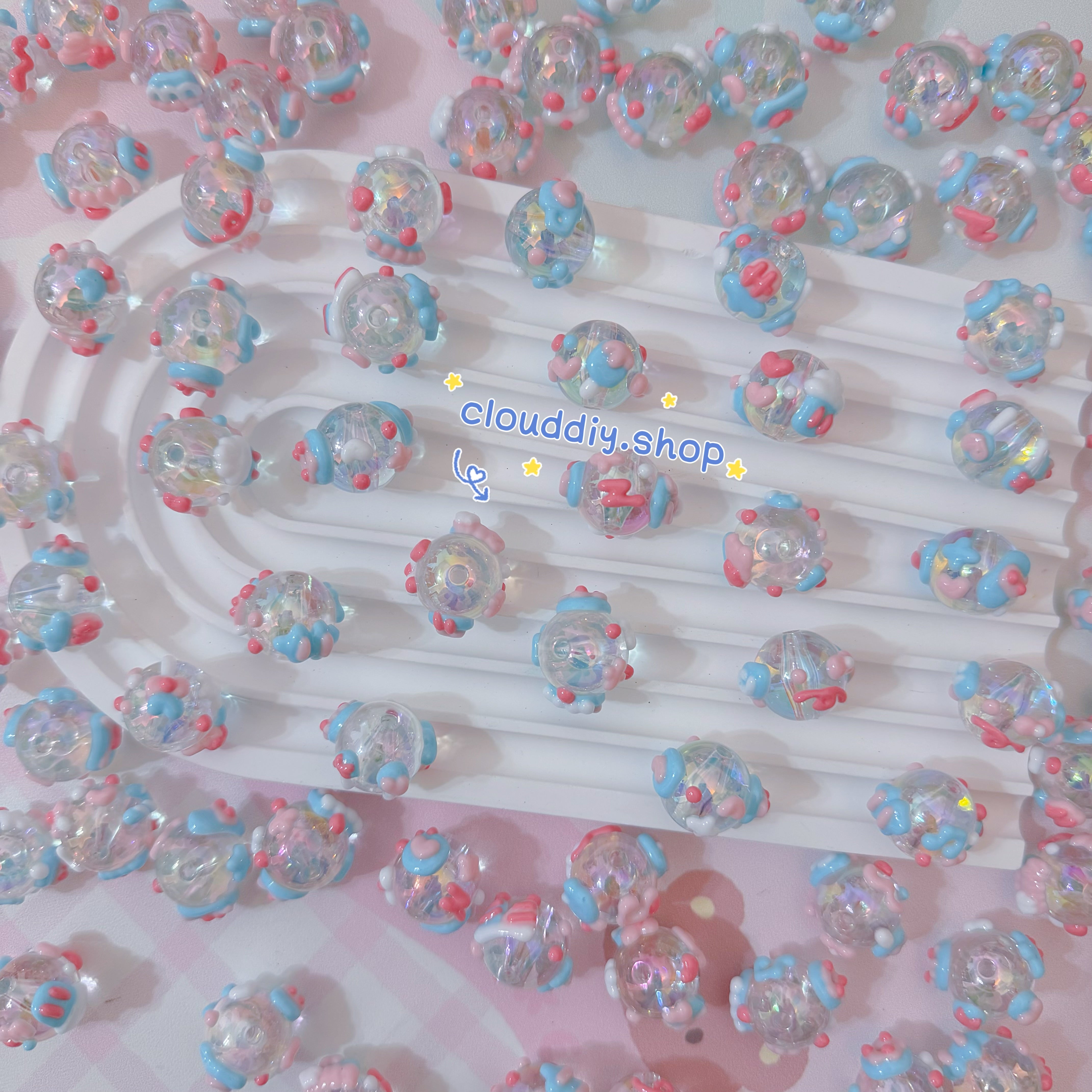 Powder-Blue Hand-Painted Beads – CloudDIY